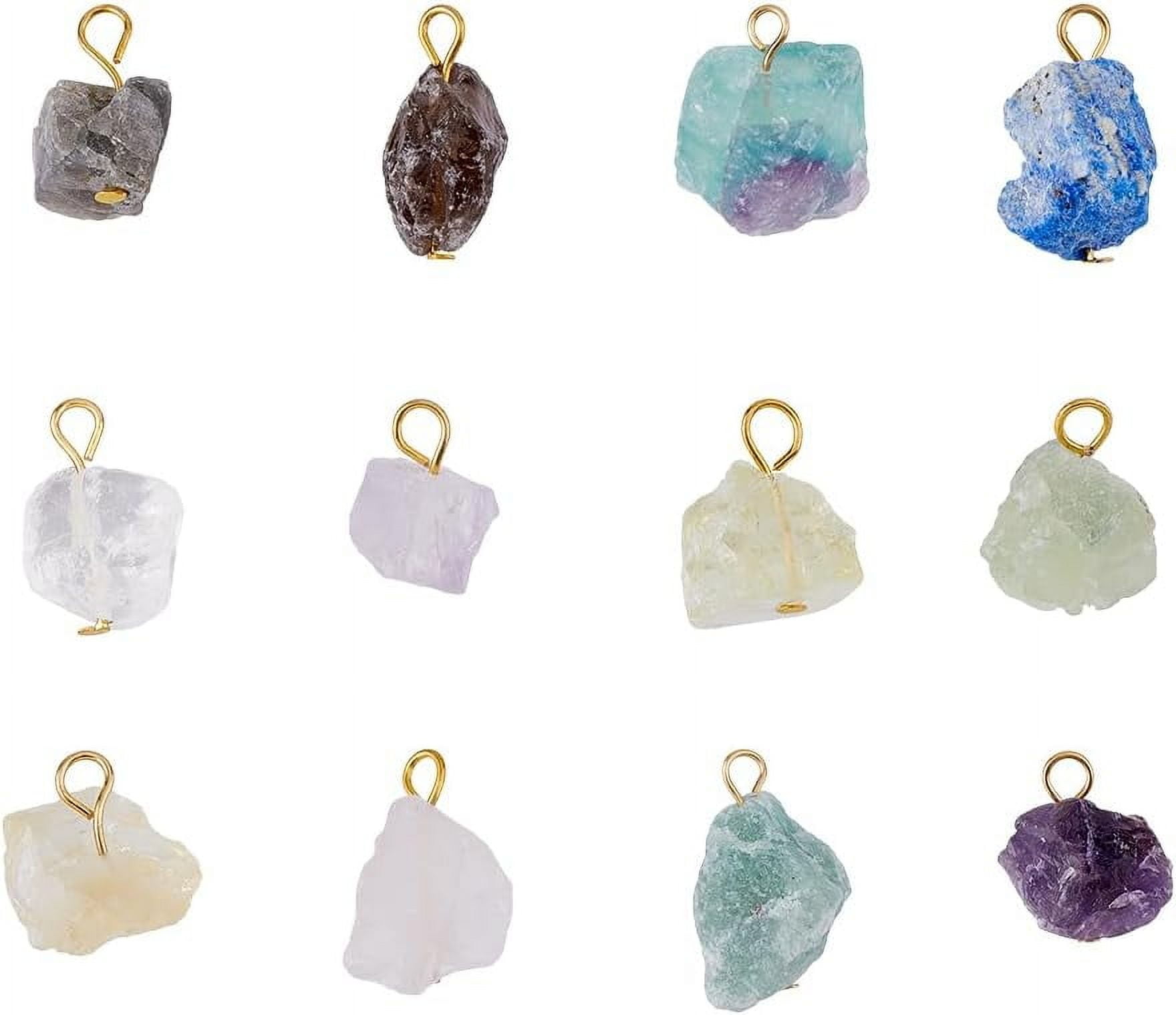 12 Styles Nuggets Gemstone Charms Raw Rough Pendants Crystal Stone ...