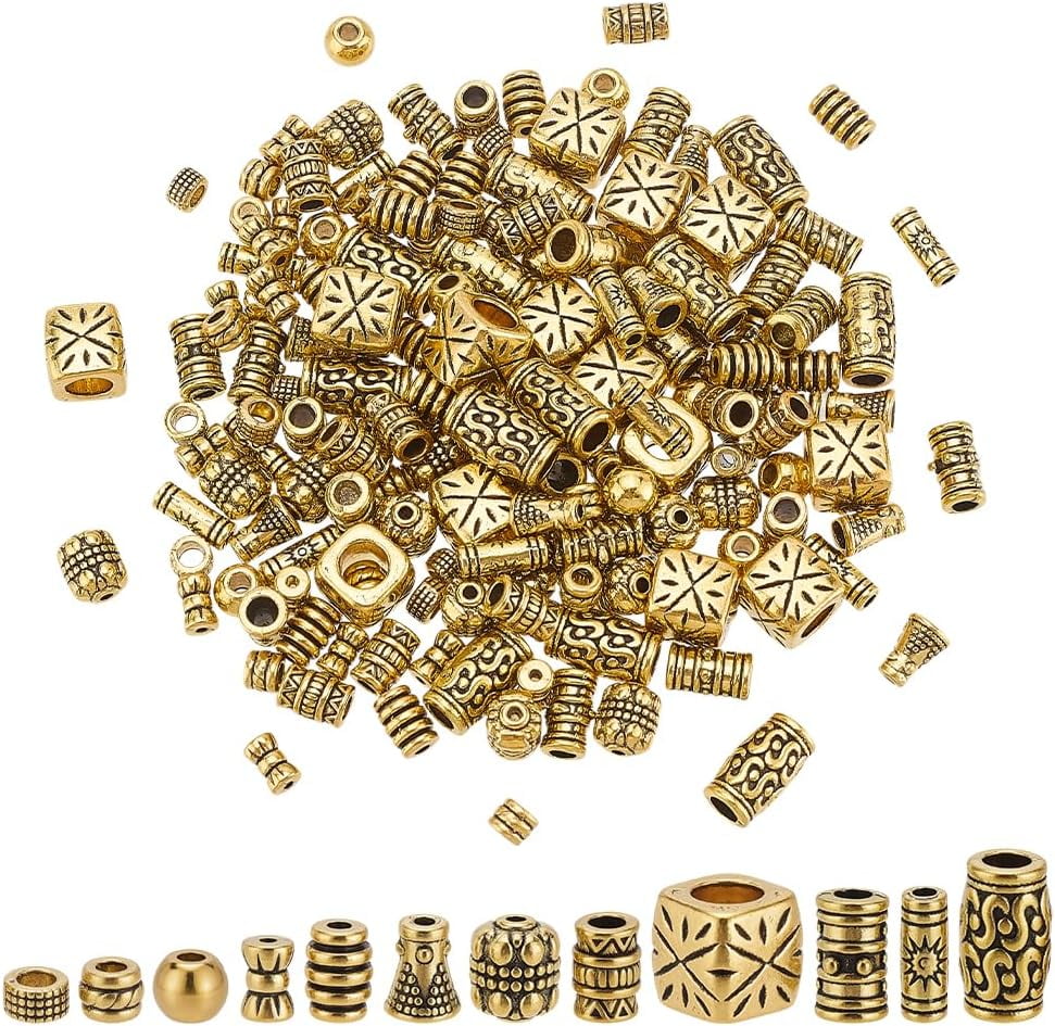 12 Styles Tibetan Style Spacer Beads 168pcs Gold Tube Bead Metal ...