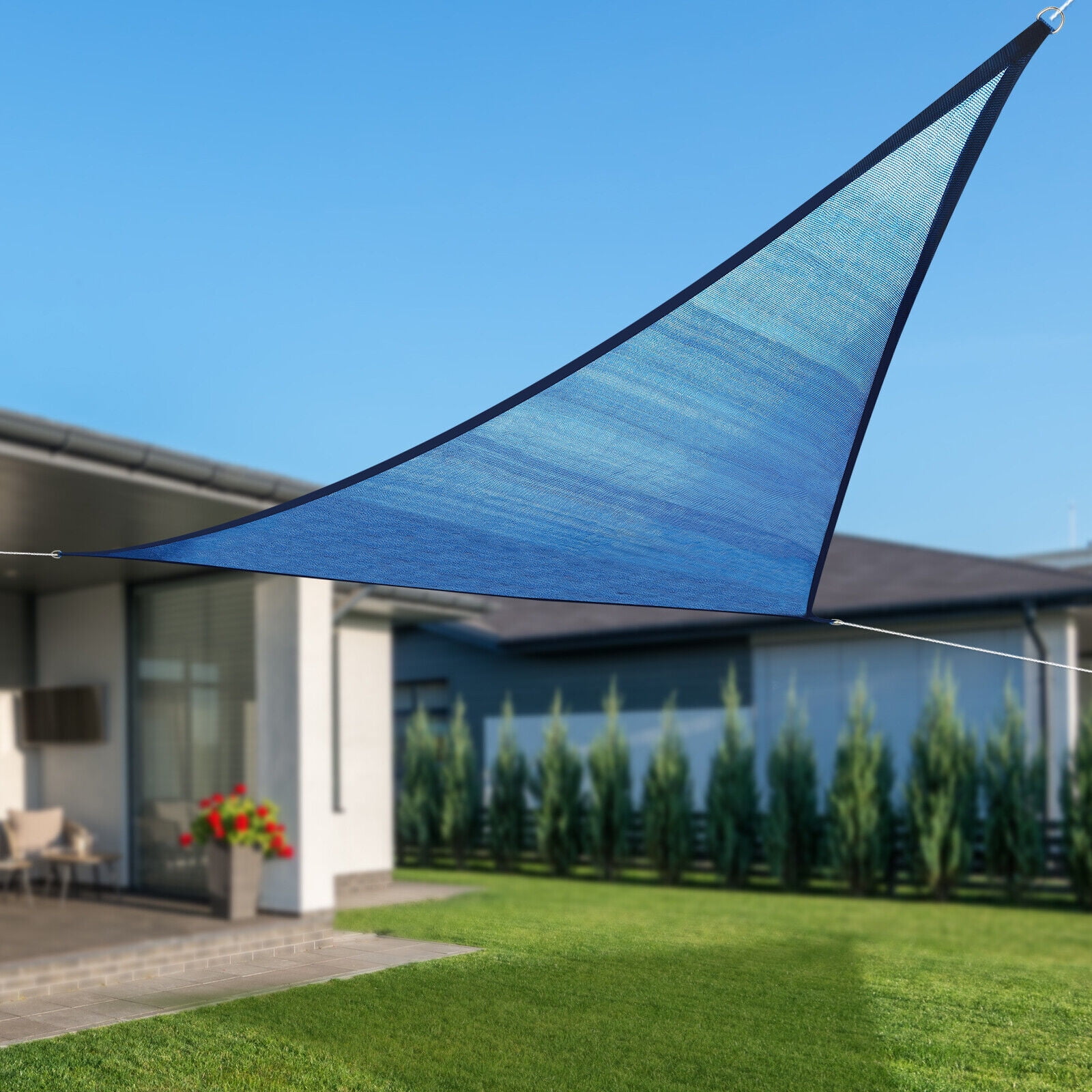 12' Sun Shade Sail Permeable UV Block Canopy Awning Pool Patio Triangle ...