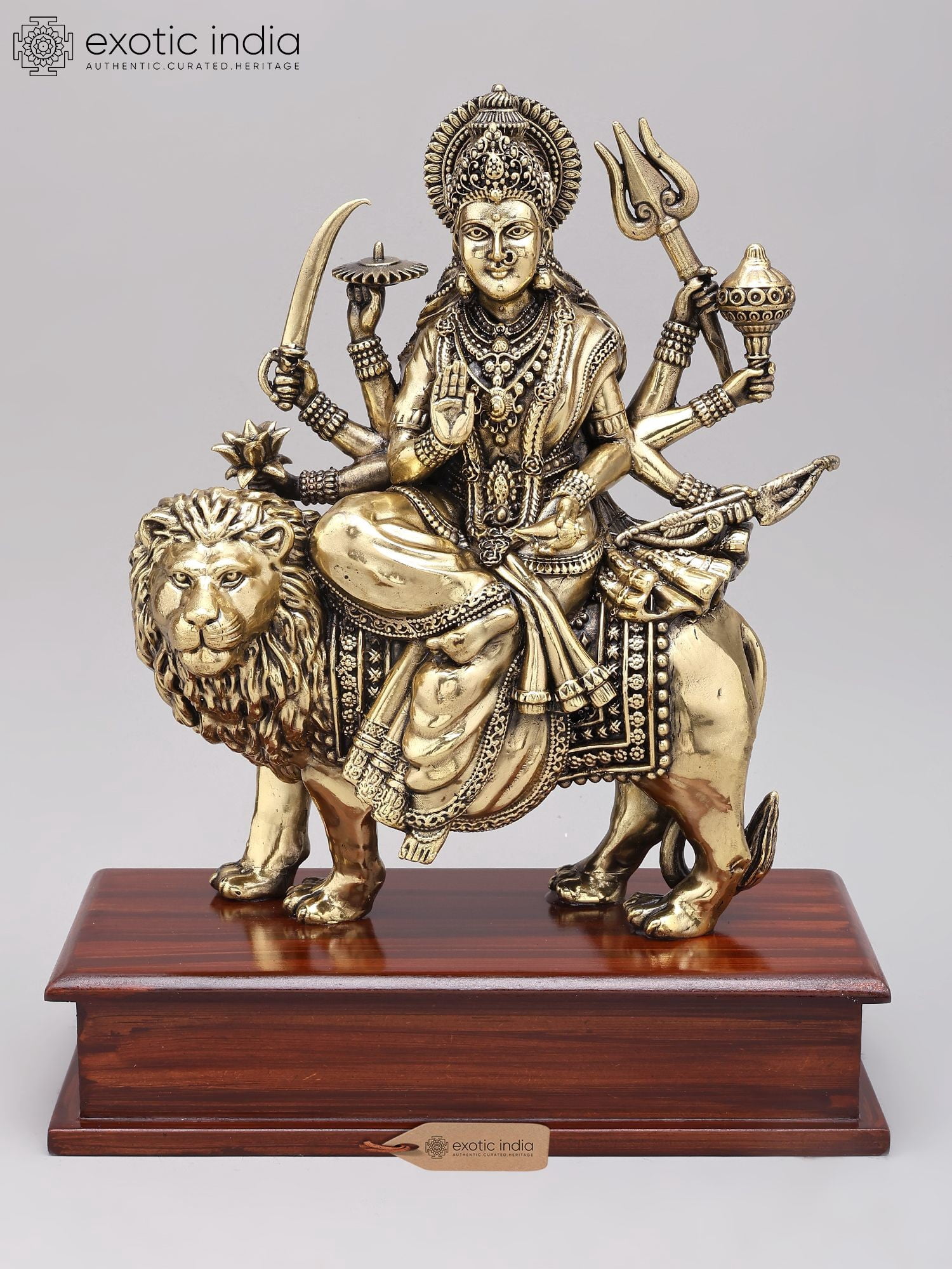 12" Superfine Eight Armed Goddess Durga (The Lion Goddess) | Brass ...