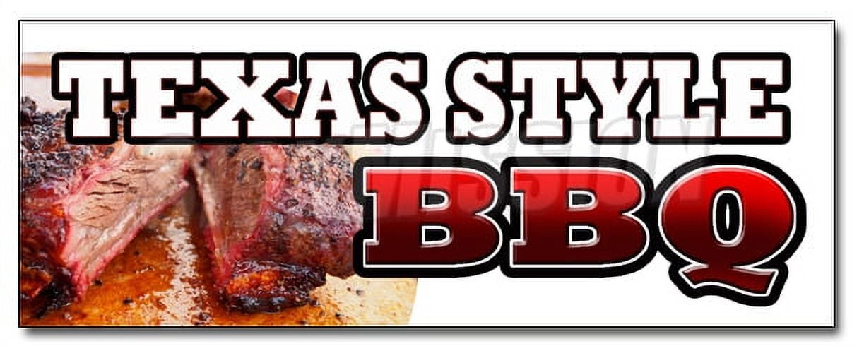 12" TEXAS STYLE BBQ DECAL sticker beef brisket ribs pork bar b que open ...
