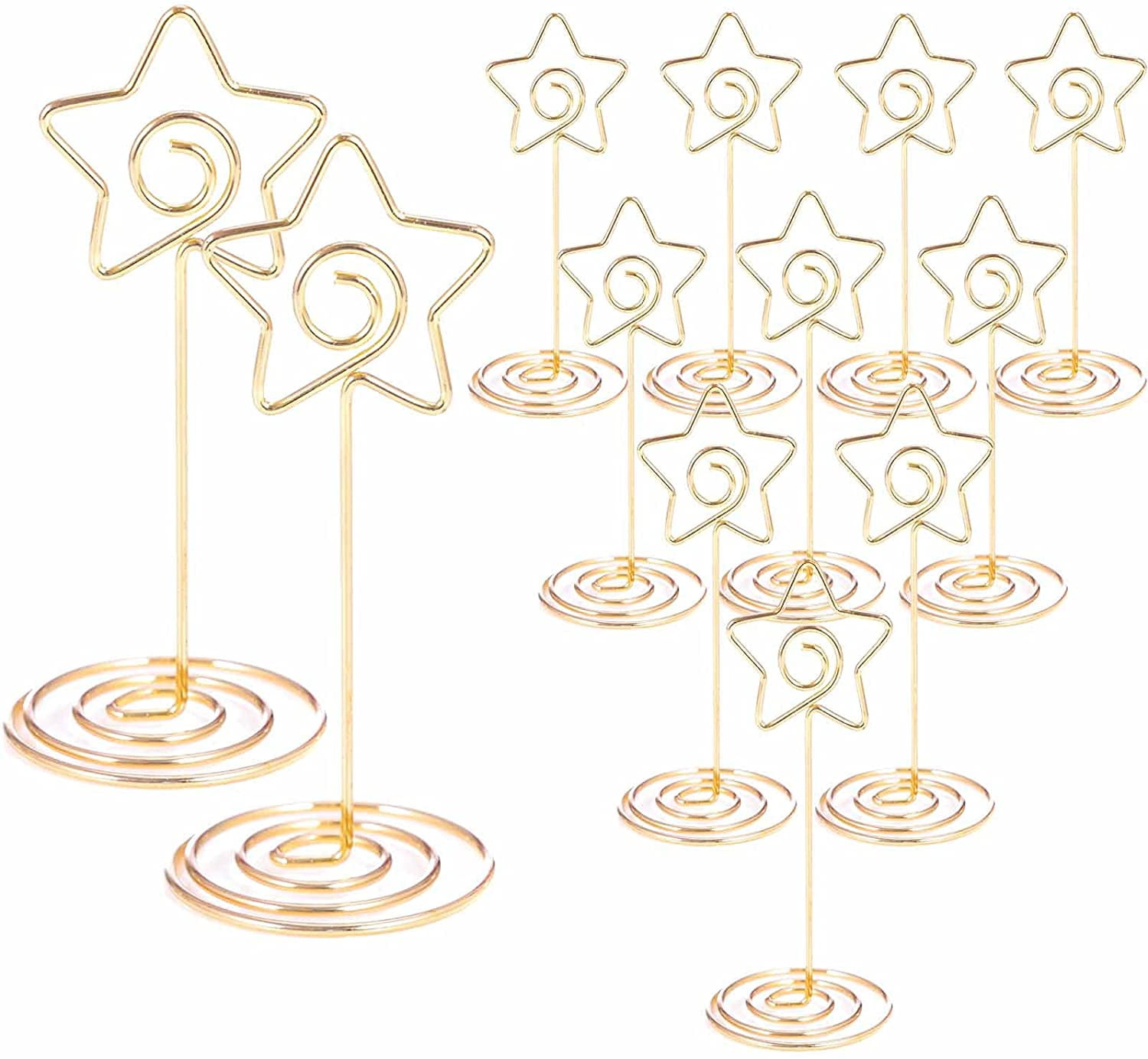 12 Tabletop Number Holders, 8.5cm Place Card Holder, Gold Star Shape ...