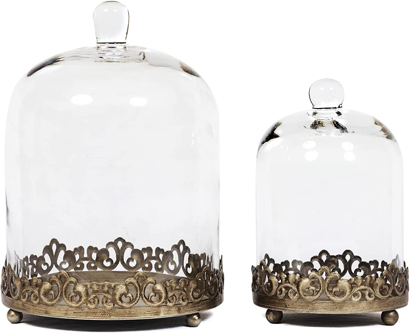 12" Tall Large Sturdy Handmade Glass Cloche Dome with Metal Base 11.4 ...