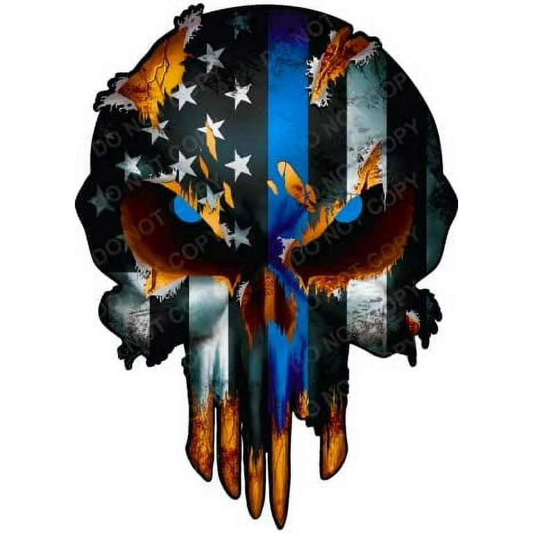 Thin Blue Line Skull Wallpaper
