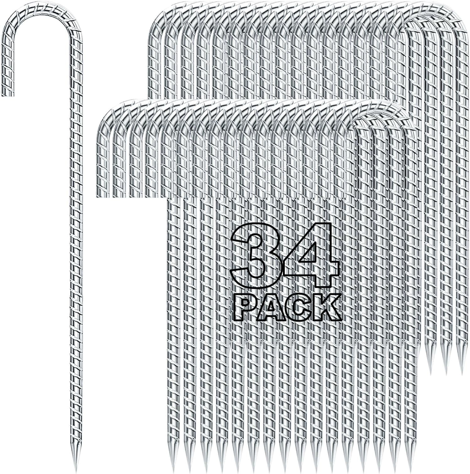12 Tent Stakes 34-, 5/16" Diameter J Hook Fence Stakes Rebar Ground ...