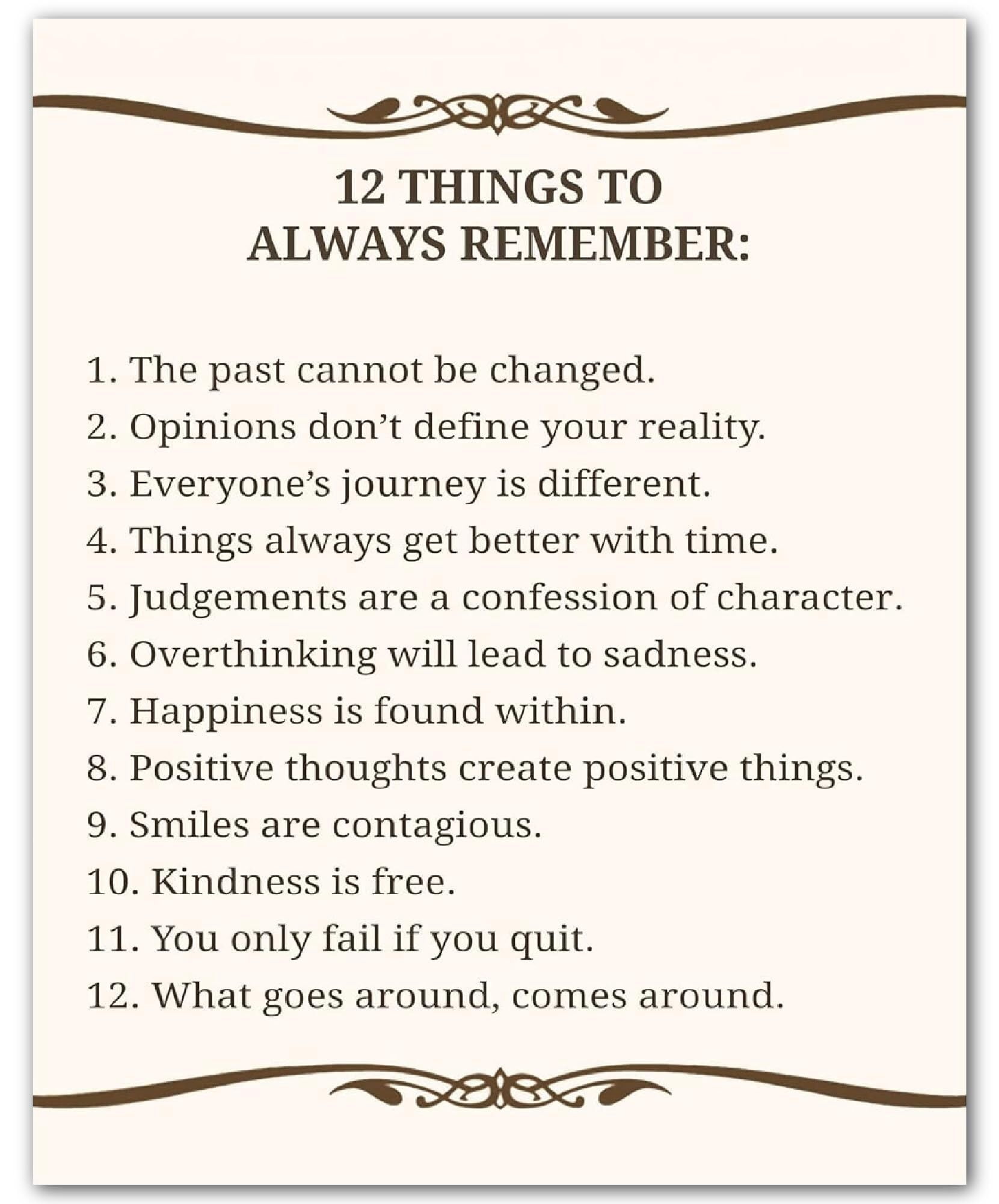 "12 Things To Always Remember" - Inspirational Wall Art Print ...