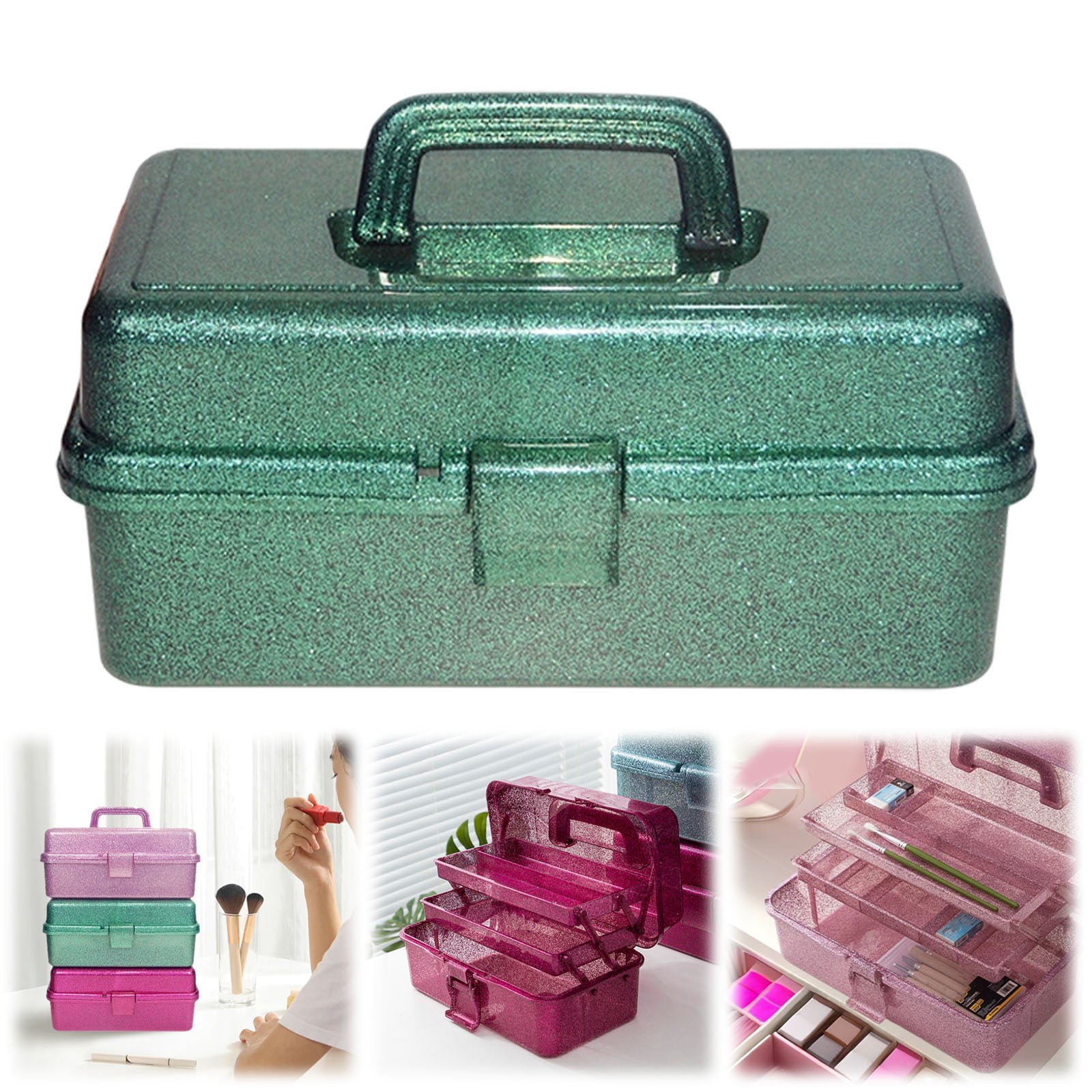 12" Three-Layer Clear Plastic Storage Box/Tool Box, Multipurpose ...