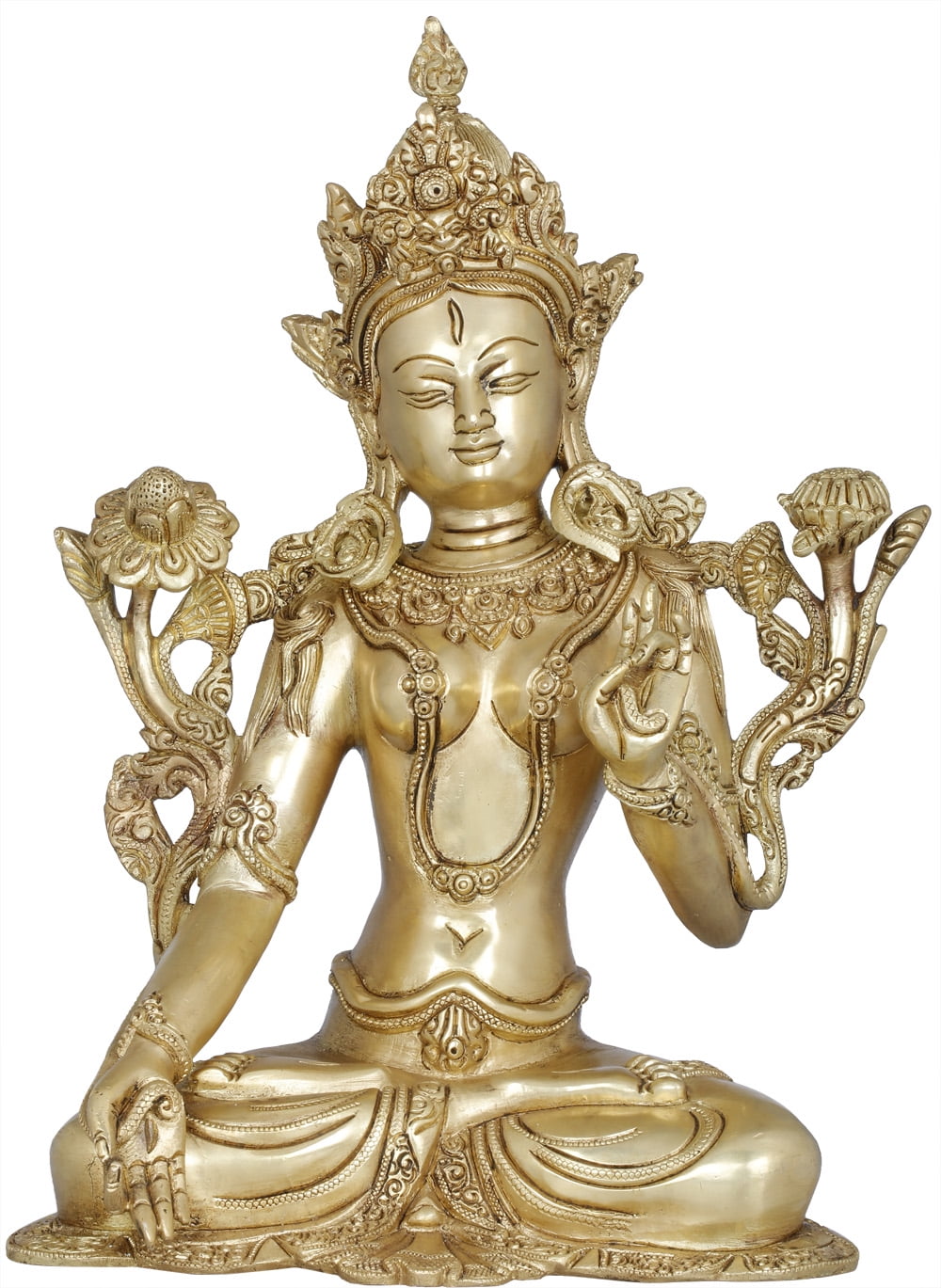12" Tibetan Buddhist Goddess White Tara In Brass | Handmade | Made In ...
