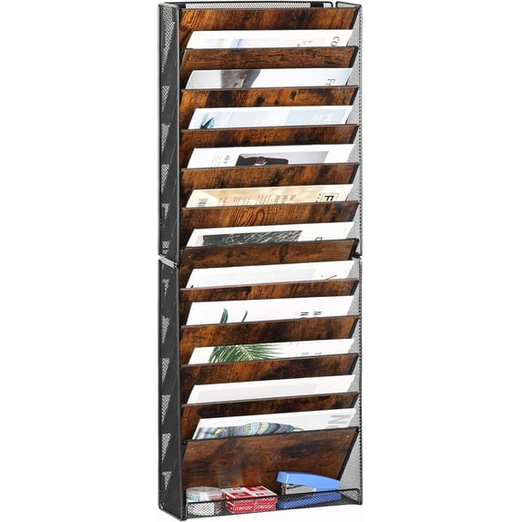 12-Tier Hanging Wall File Organizer - Folding Mounted Mail Document ...