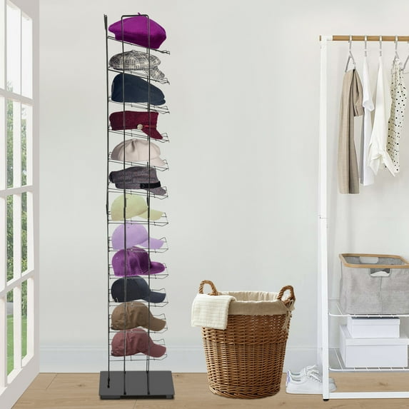 12 Tier Metal Rotating Hat Display Rack Floor Standing Hat Organizer ...
