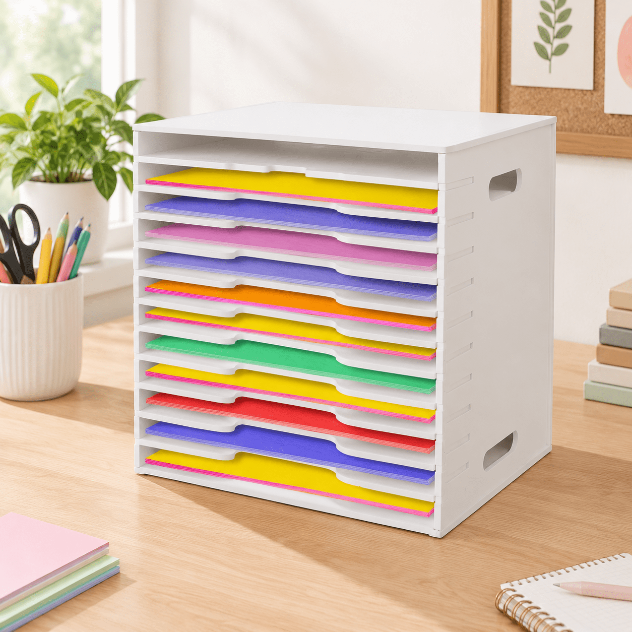 12 Tier Paper Organizer for Scrapbook and Craft Storage, 13x13 Inch ...