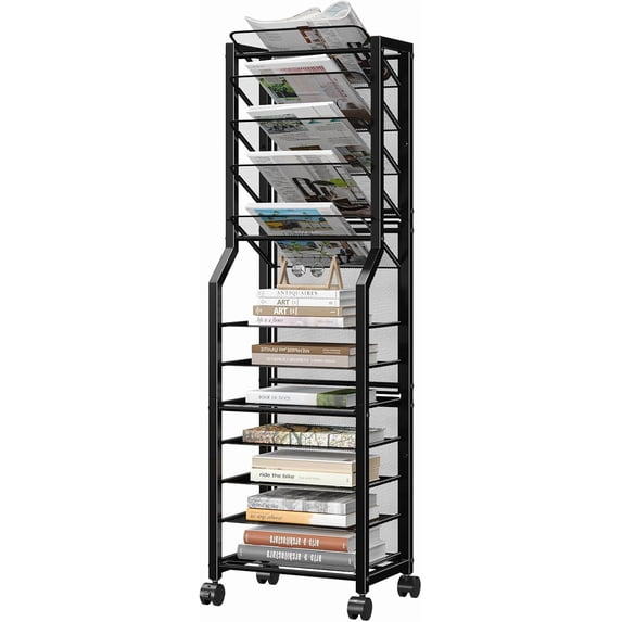 12 Tier Rolling File Cart, Desk File Organizer with Sliding Trays and ...