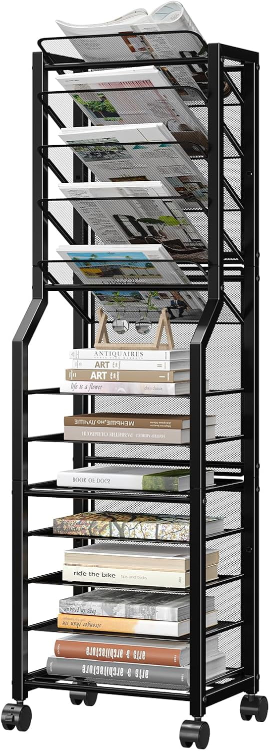 12 Tier Rolling File Cart,Desk File Organizer with Sliding Trays and ...