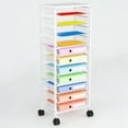 12 Tier Rolling File Cart,Wood Desk File Organizer with Sliding Trays ...