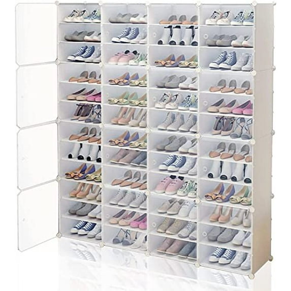 12-Tier Shoe Rack Organizer Stackable 96 Pairs Closet Shoe Box Storage ...