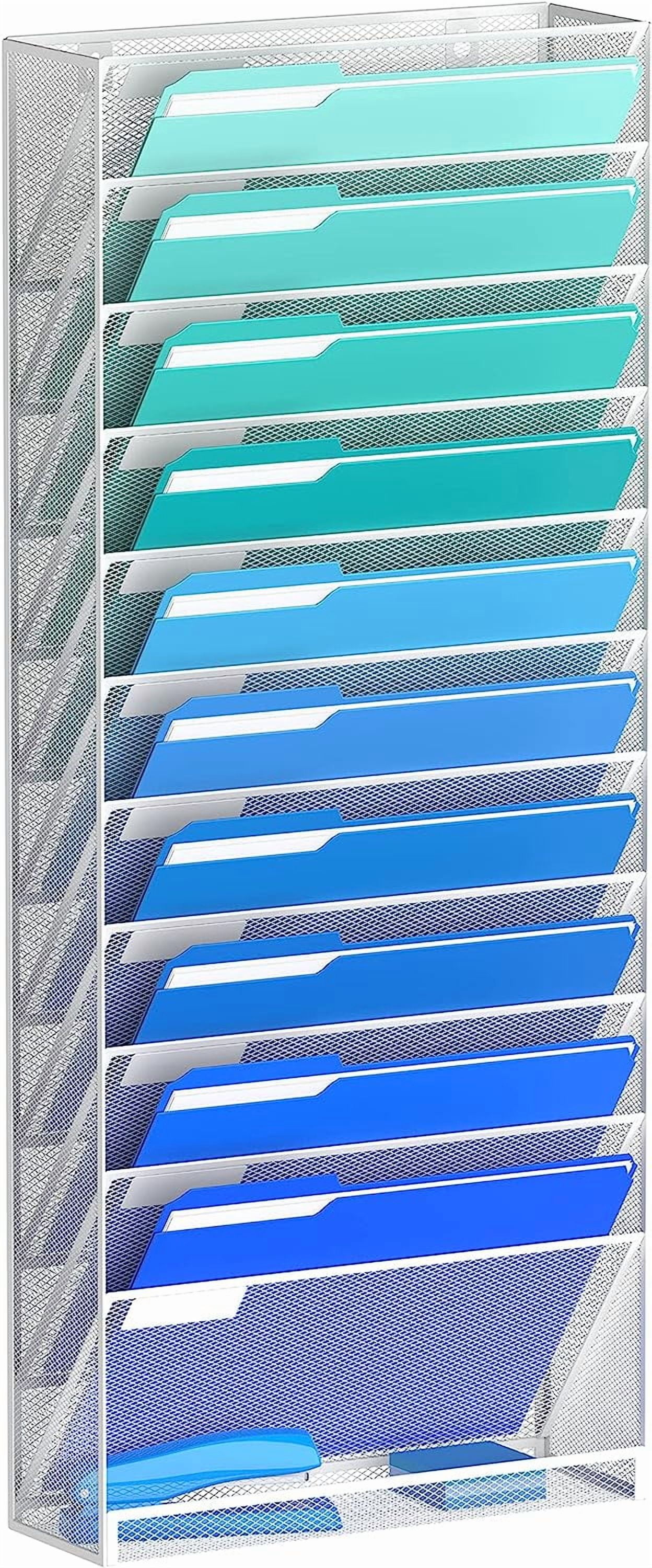 12-Tier Wall File Organizer Mesh Hanging File Organizer for Papers ...