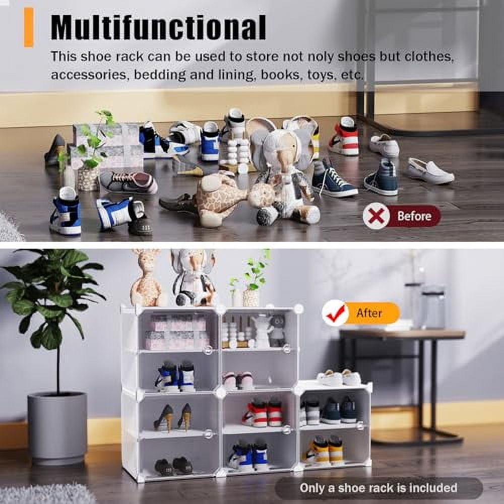 12 Tiers Shoe Rack Box, 4 x 12-Tiers Stackable Shoes Organizer, 96 ...