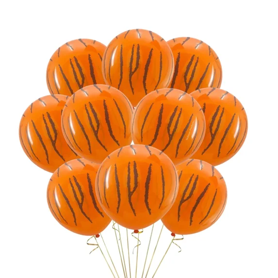 12 Tiger Balloons, Bengals Orange Striped Animal Themed Party Decor 12 ...