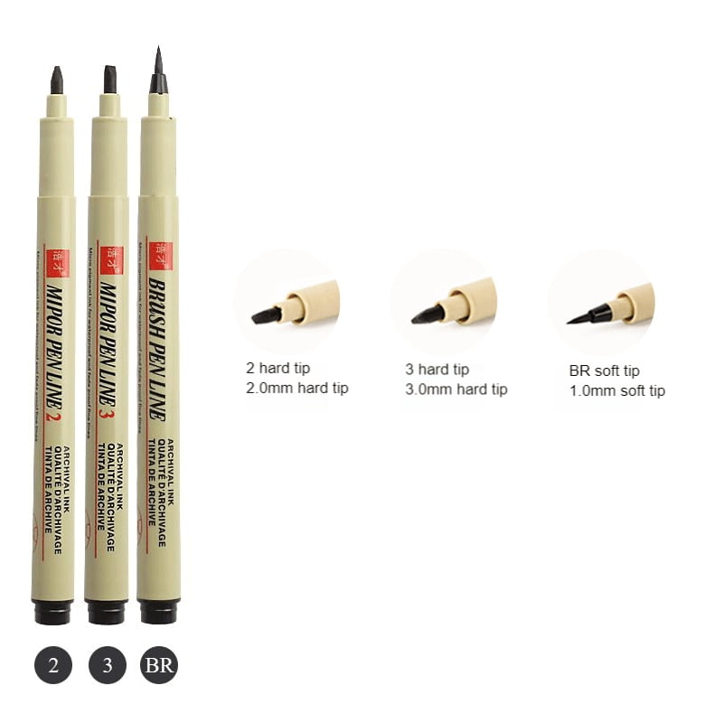 12 Tip Pigment Liner Micron Ink Marker Pen for Manga Draw Sketching ...