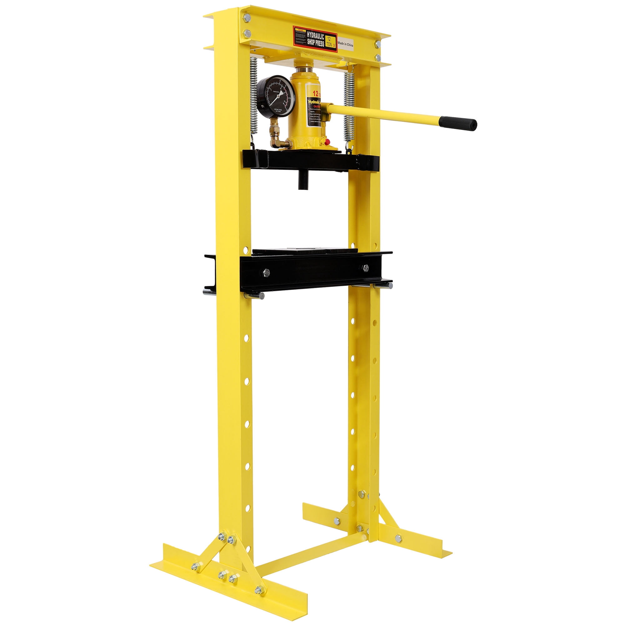 12 Ton Hydraulic Shop Press with Gauge, 26,000 LB Capacity Steel Frame ...