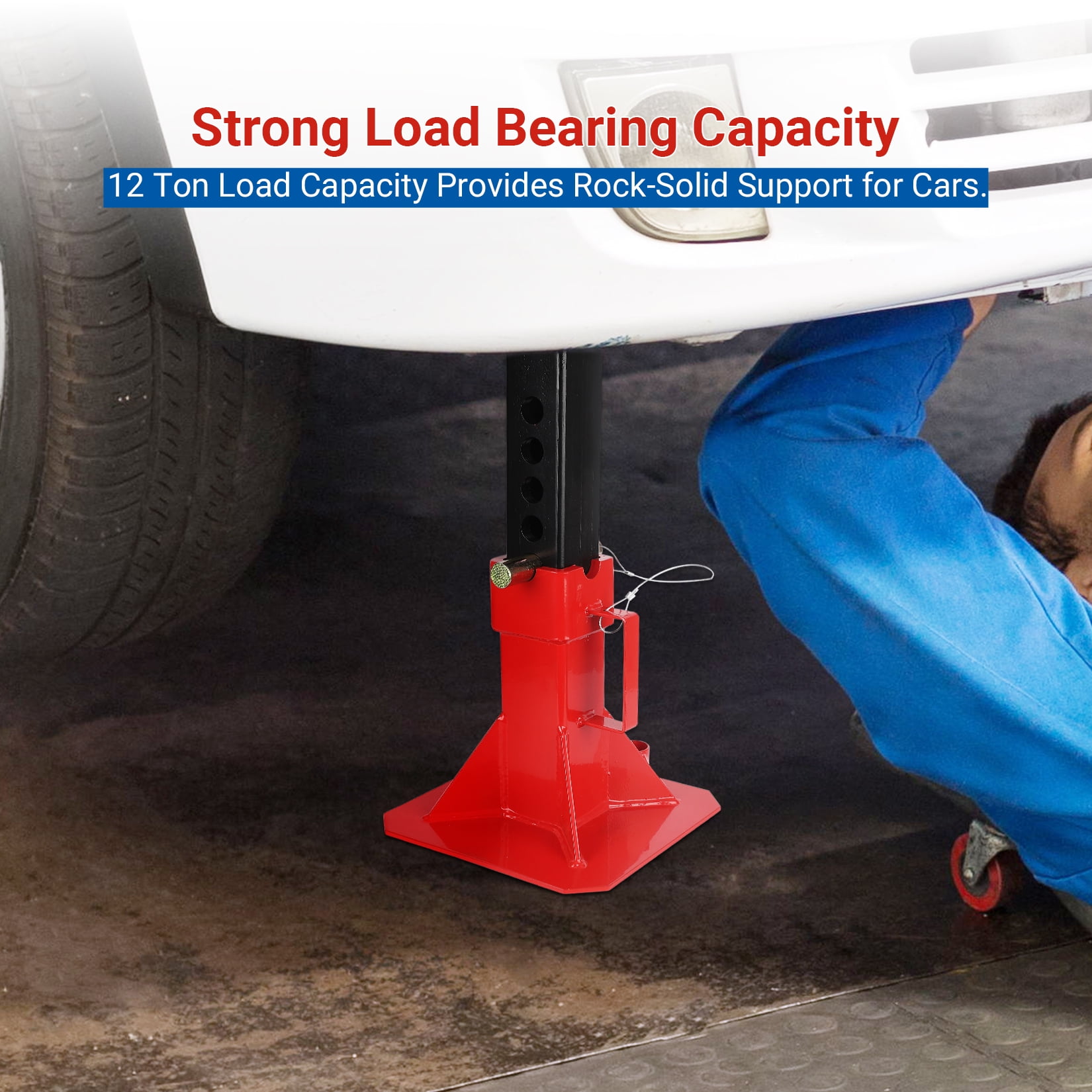 12 Ton Jack Stands with Lock, Heavy Duty Pin Type Professional Car Jack ...