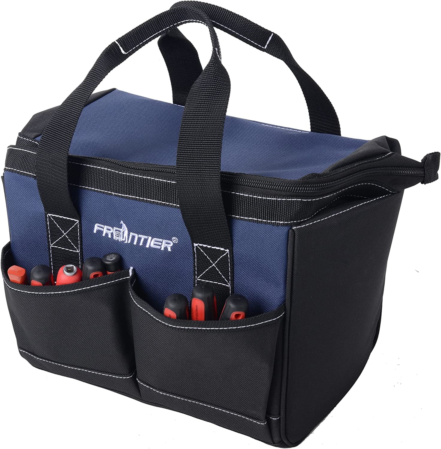 12" Tool Bag Wide Mouth Tool Tote Bag with Pockets, Waterproof Tool ...