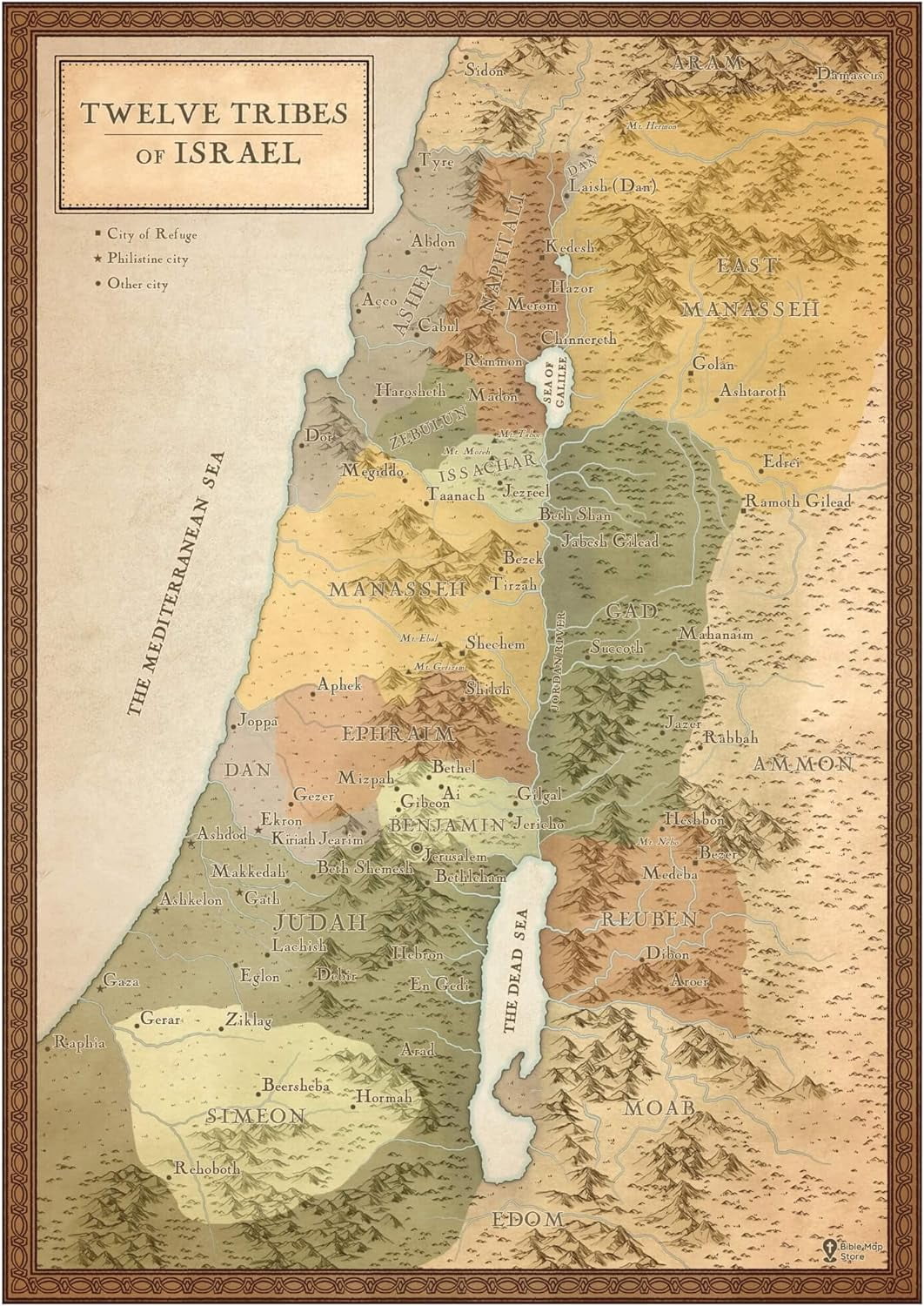 12 Tribes of Israel Bible Poster - Ancient Holy Land Artwork from ...