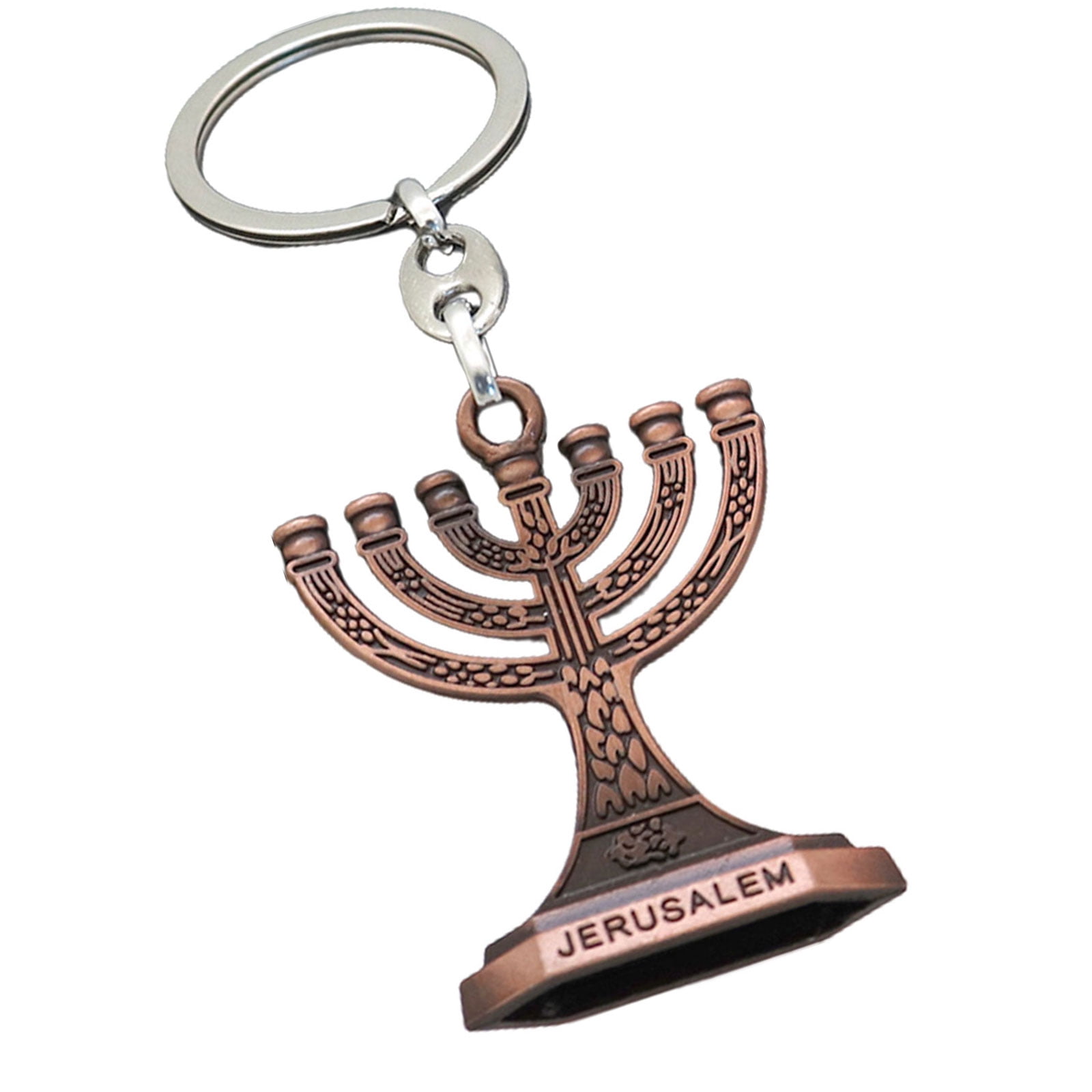 12 Tribes of Israel Menorah Jerusalem Temple 7 Branch Holder Keychain ...