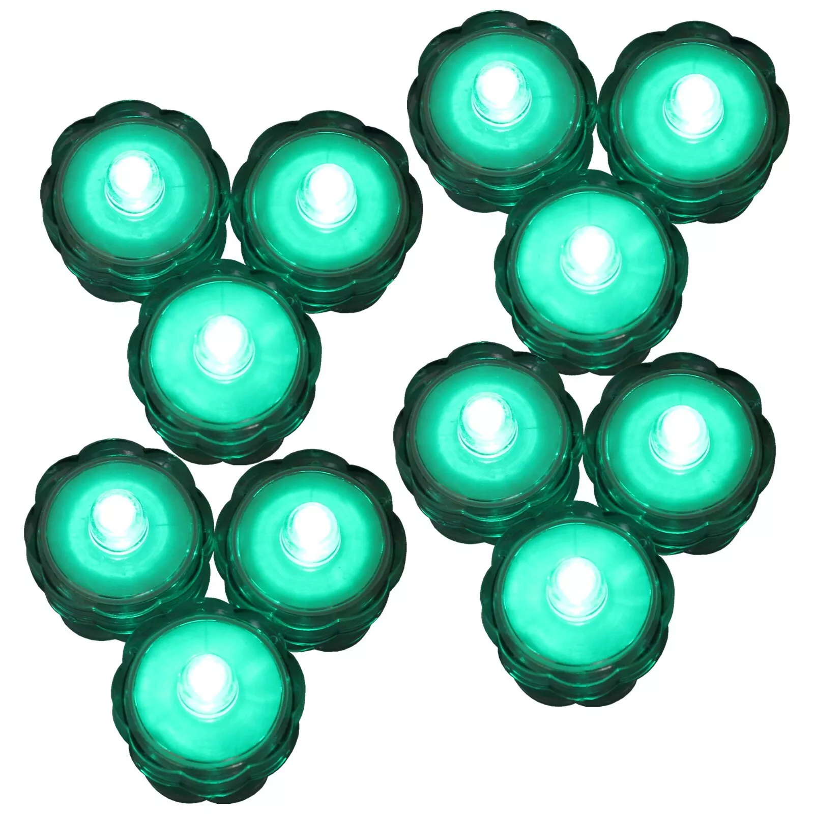 12 Turquoise Led Submersible Underwater Tea Lights Tealight Flameless ...