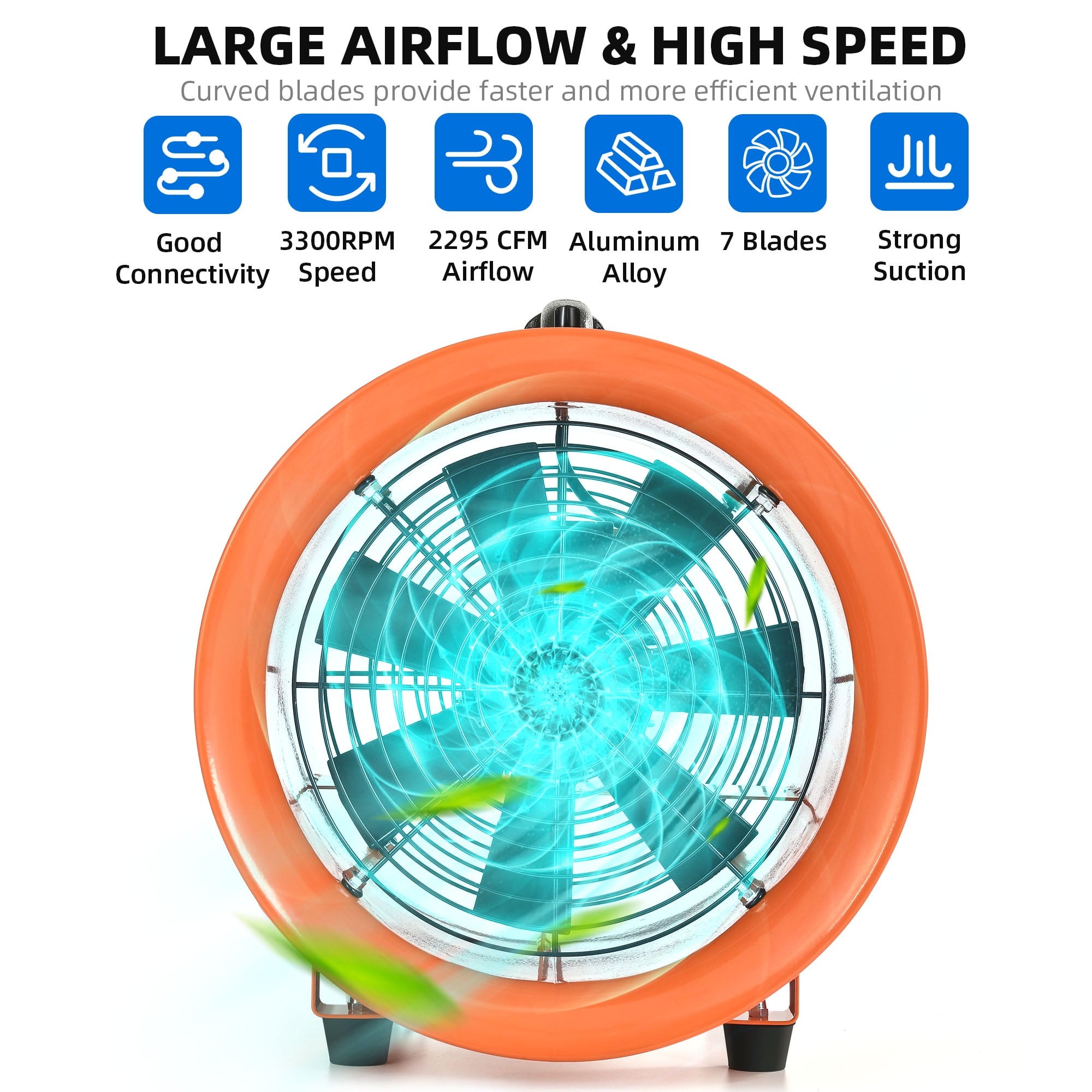 12" Utility Blower Extractor Fan, 3300 RPM High Velocity Utility ...