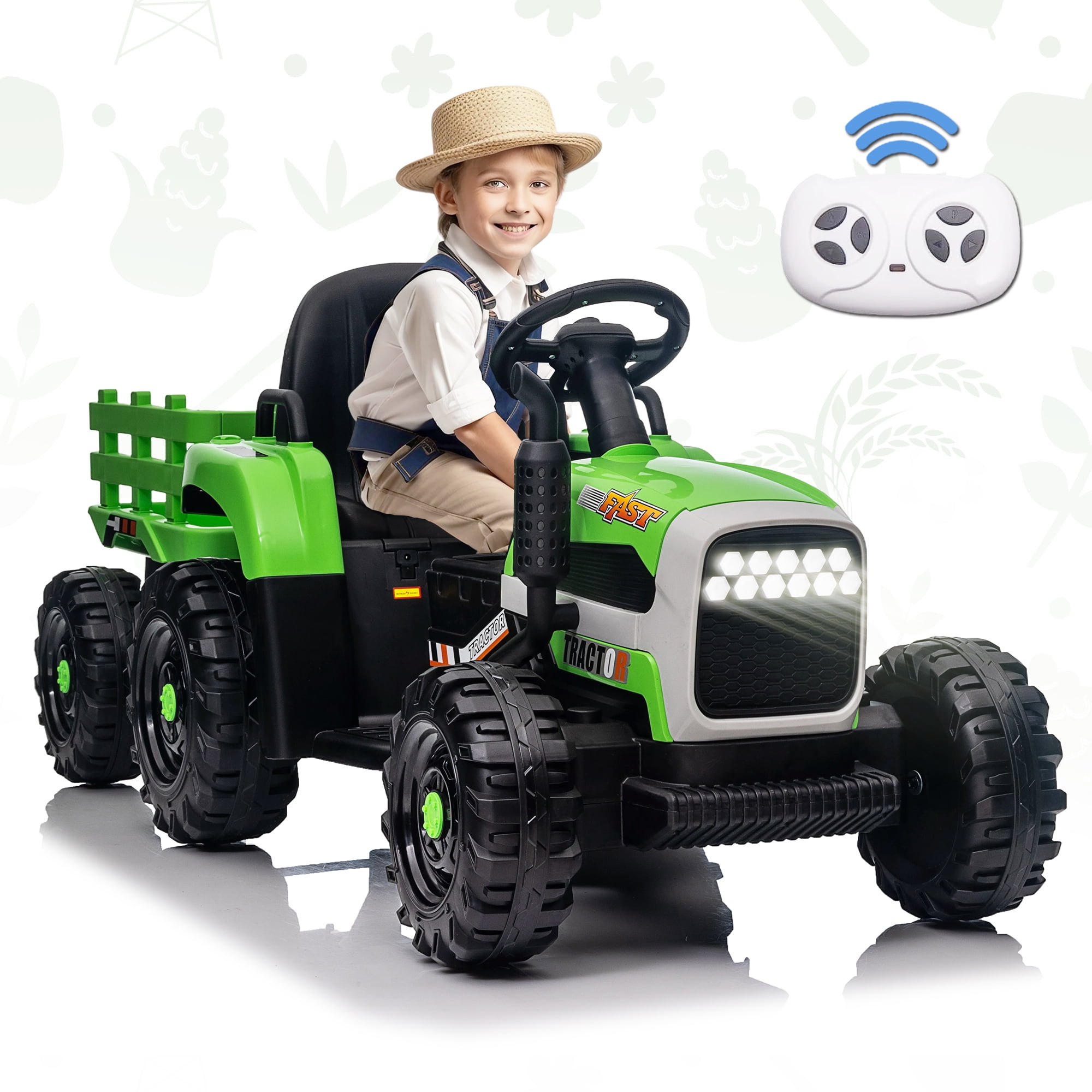 12 V Battery-Powered Parental Control Toy Tractor, Electric Kids Car ...
