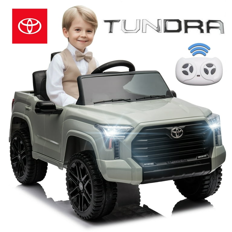 12 V Kids Ride on Car Officially Licensed Toyota Tundra Pickup Battery Powered Toy Electric Car w Remote Control MP3 Bluetooth LED Light Ride On Toy w 3 Speeds and Suspension System Olive