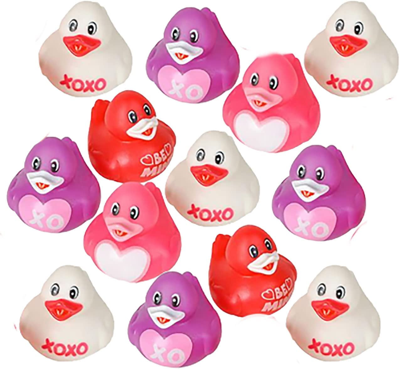 12 Valentines Day Rubber Ducky Toy - Fun Party Favor Toy - Heart Love ...