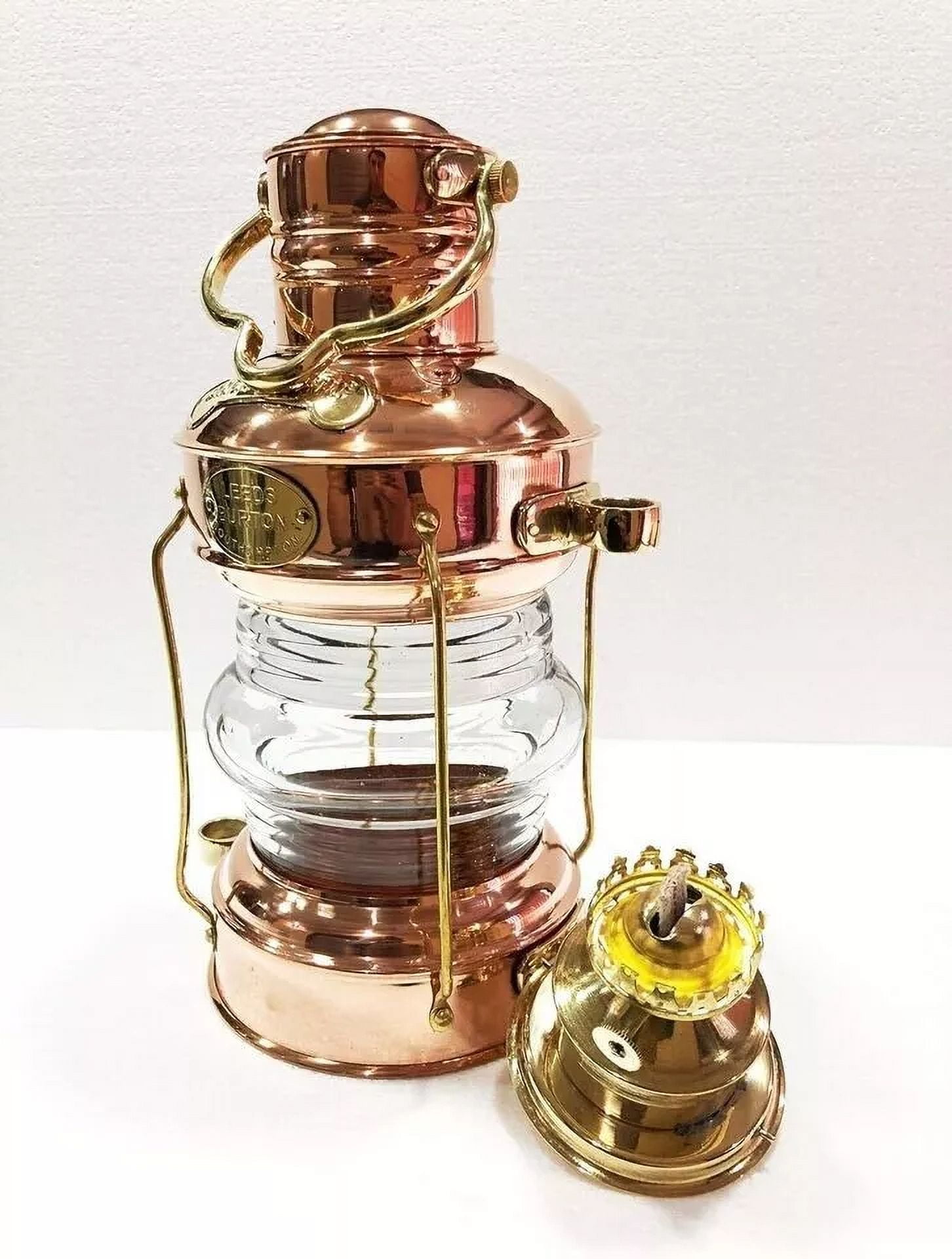 12" Vintage Brass Copper Anchor Oil Lamp Collectible Nautical Maritime ...