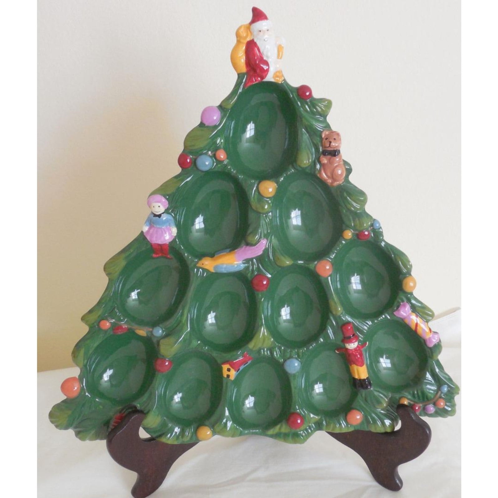 12" Vintage Christmas Tree Deviled Egg Plate Dish Tray, Deviled Egg ...
