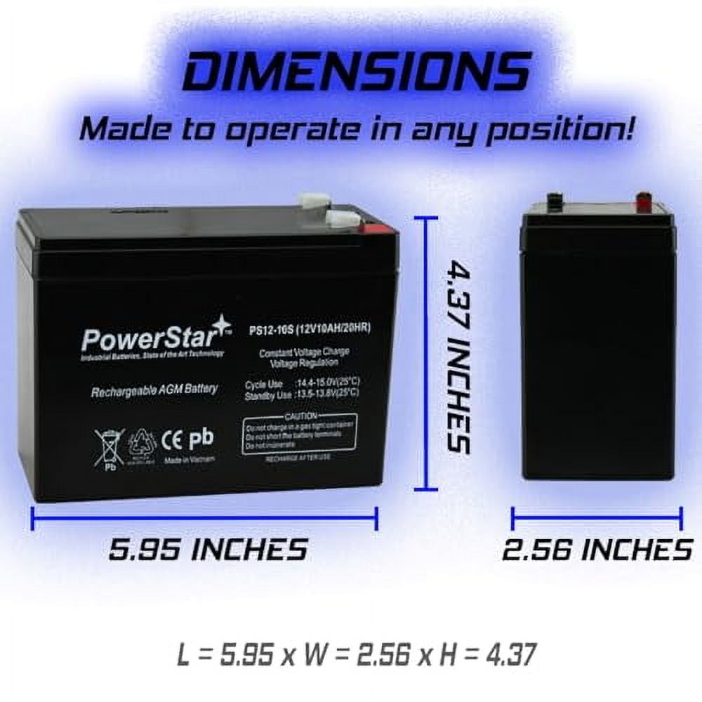 12 Volt 10 AH Rechargeable Sealed Lead Acid Battery (SLA) F2 .250 12v ...