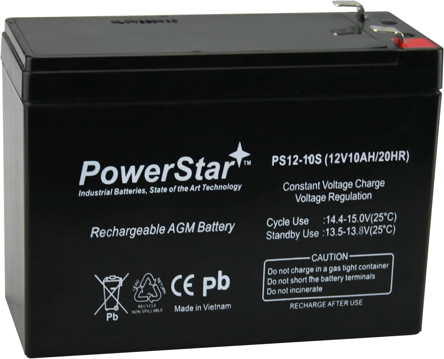 12 Volt 10 AH Rechargeable Sealed Lead Acid Battery (SLA) F2 .250 12v ...