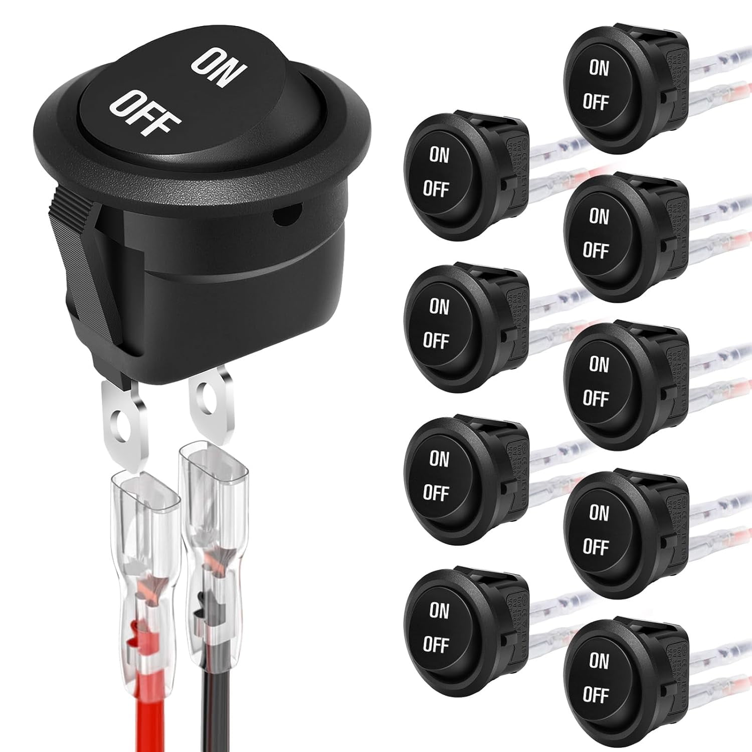 12 Volt 3 Way Round Rocker Switch,3 Position ON/Off/ON Rocker Switch,3 ...