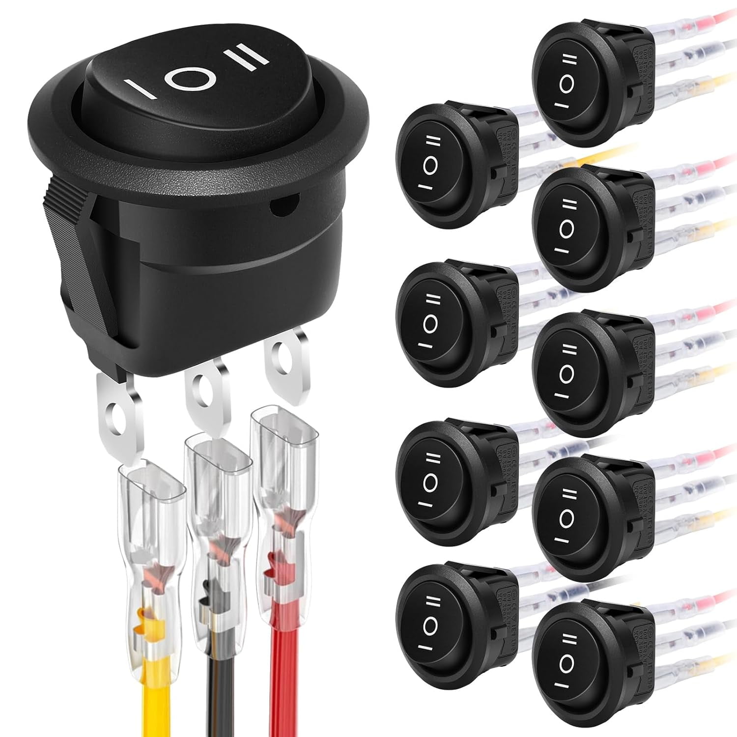 12 Volt 3 Way Round Rocker Switch,3 Position ON/Off/ON Rocker Switch,3 ...