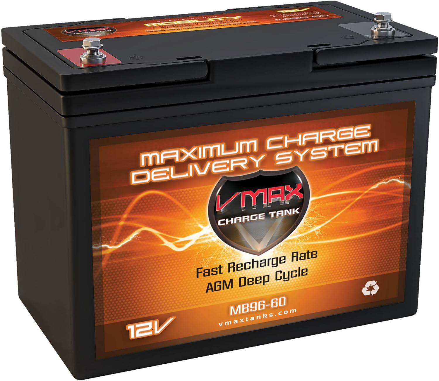 12 Volt 60Ah AGM Deep Cycle Wheelchair battery, replaces compatible ...
