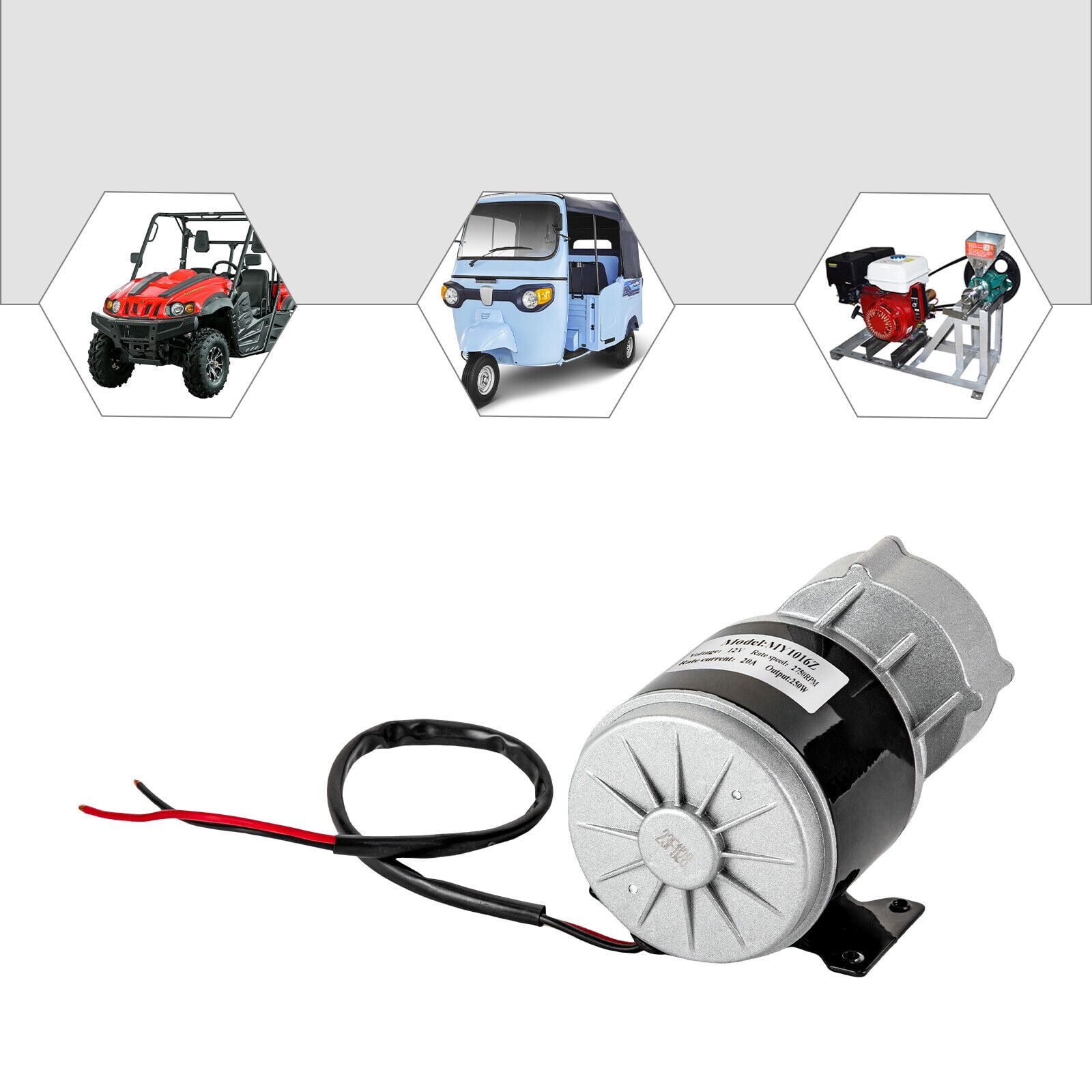 12 Volt DC 250 Watt Gear Reduction Electric Vehicle Geared Motor ...