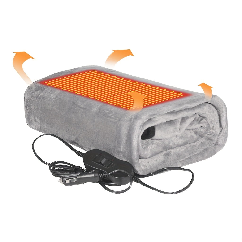 12-Volt Flannel Heated Car Blanket For Winter, Portable Electric ...