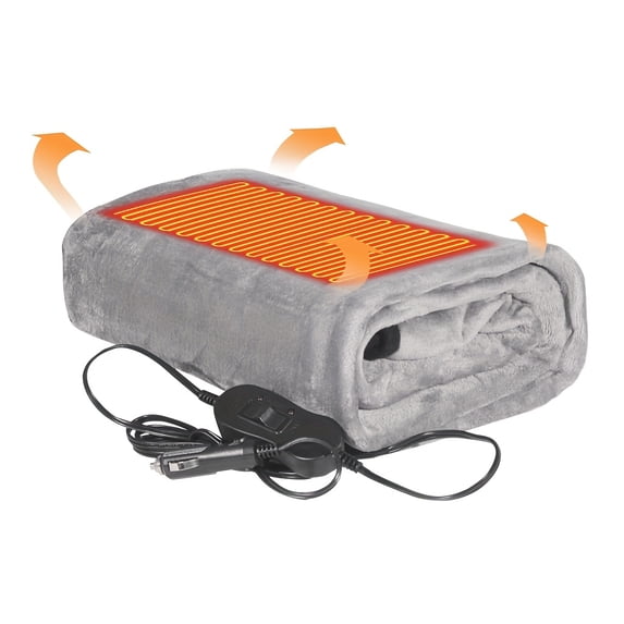 12-Volt Flannel Heated Car Blanket For Winter, Portable Electric ...