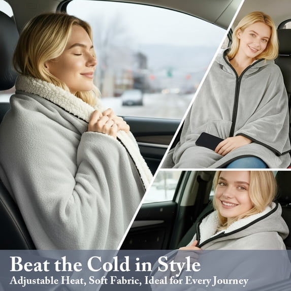 12-Volt Flannel Heated Car Blanket For Winter, Portable Electric ...
