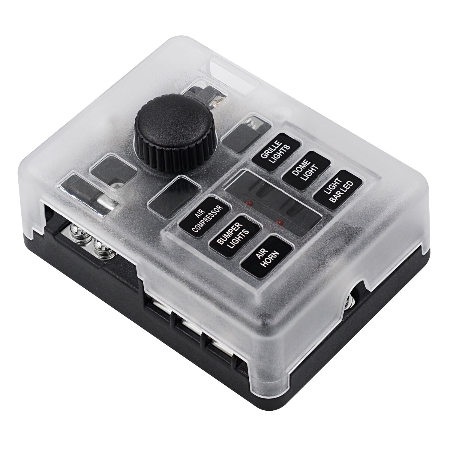 12 Volt Fuse Block, Waterproof 6 Way Fuse Box with 6 Ground Negative ...