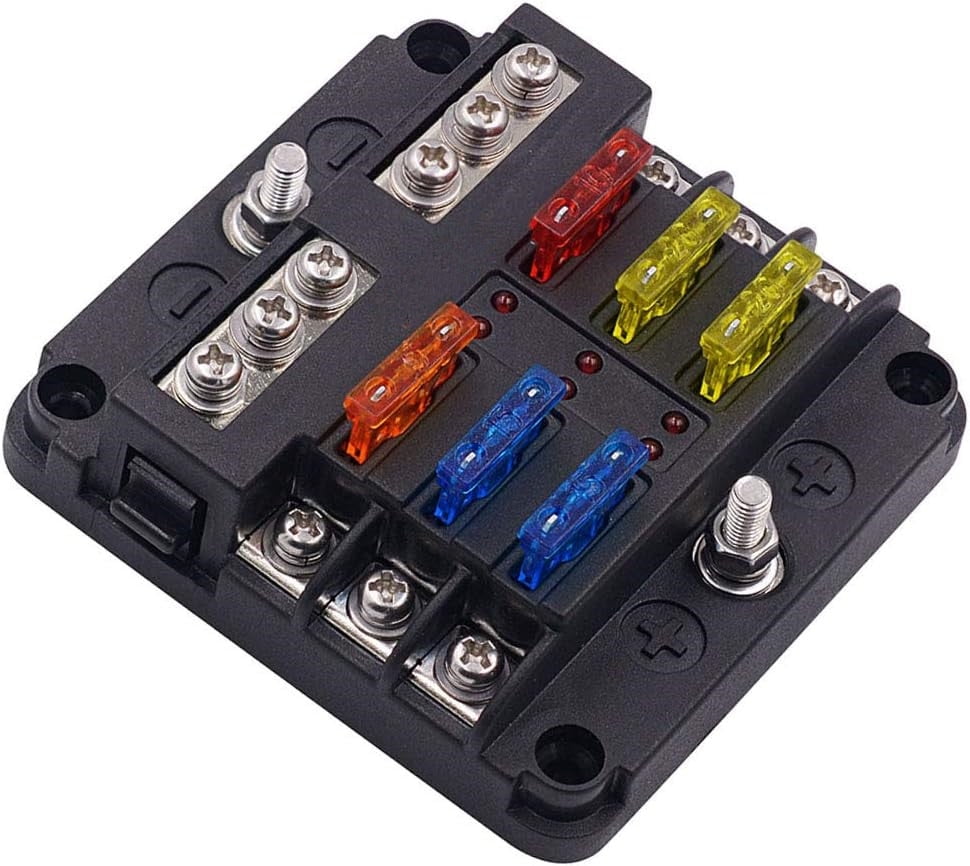 12 Volt Fuse Holder, Waterproof Marine Fuse Panel with LED Warning ...
