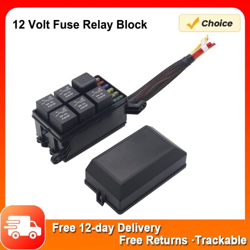 12 Volt Fuse Relay Block with 4 Pin Relay Slots 6 ATC/ATO Fuse Holders ...
