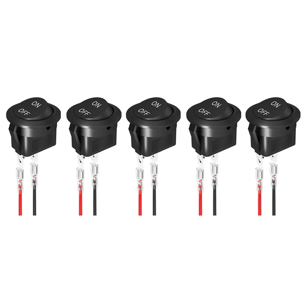 12 Volt Rocker DC Switch,Round Toggle Switch,2 Pin SPST Switch Button ...