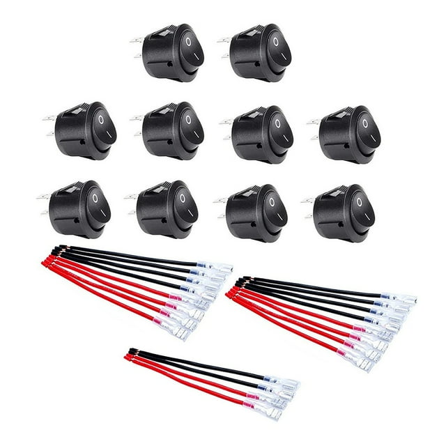 12 Volt Rocker DC Switch,Round Toggle Switch,2 Pin SPST Switch Button ...