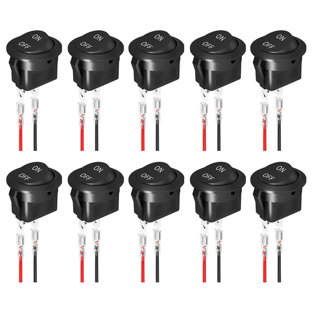 12 Volt Rocker Dc Switch,Round Toggle Switch,2 Pin Spst Switch Button ...